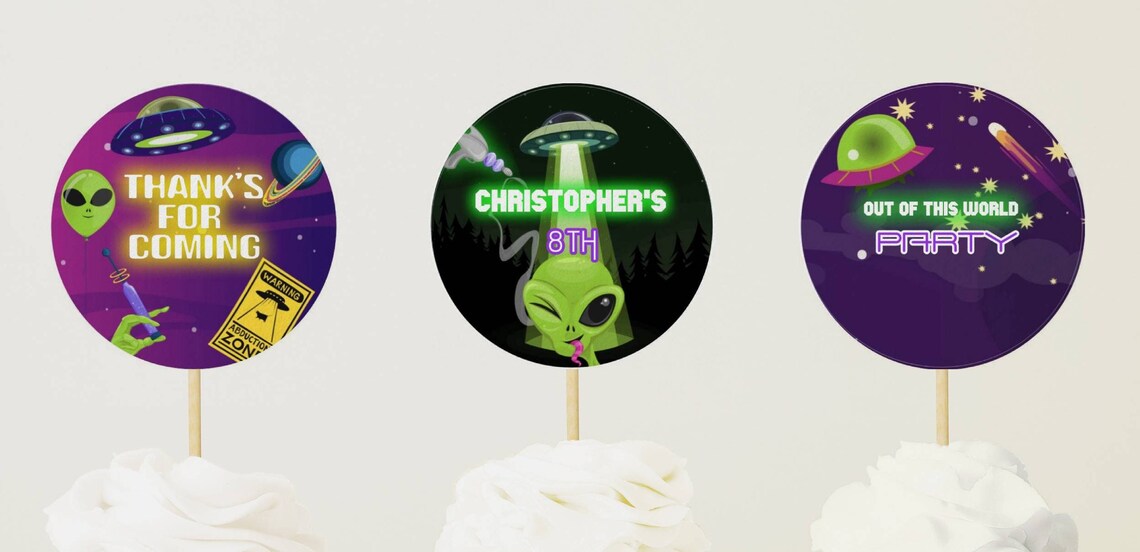 Cake Topper Template for Birthday Party, Alien Cake Toppers, Printable ...