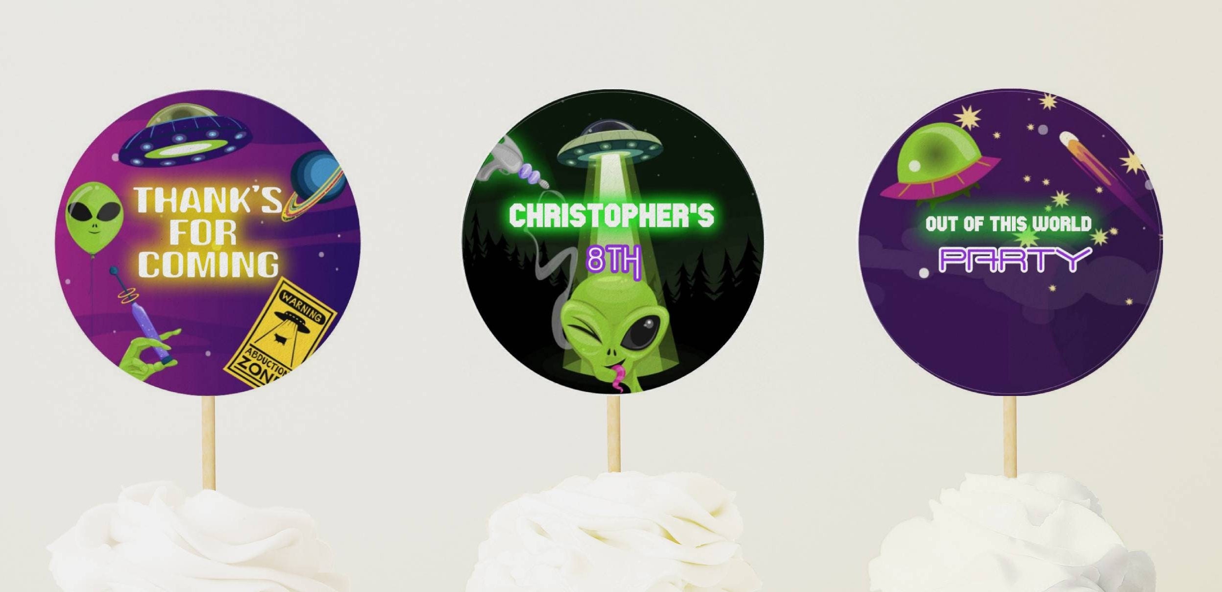 Cake Topper Template for Birthday Party, Alien Cake Toppers, Printable ...