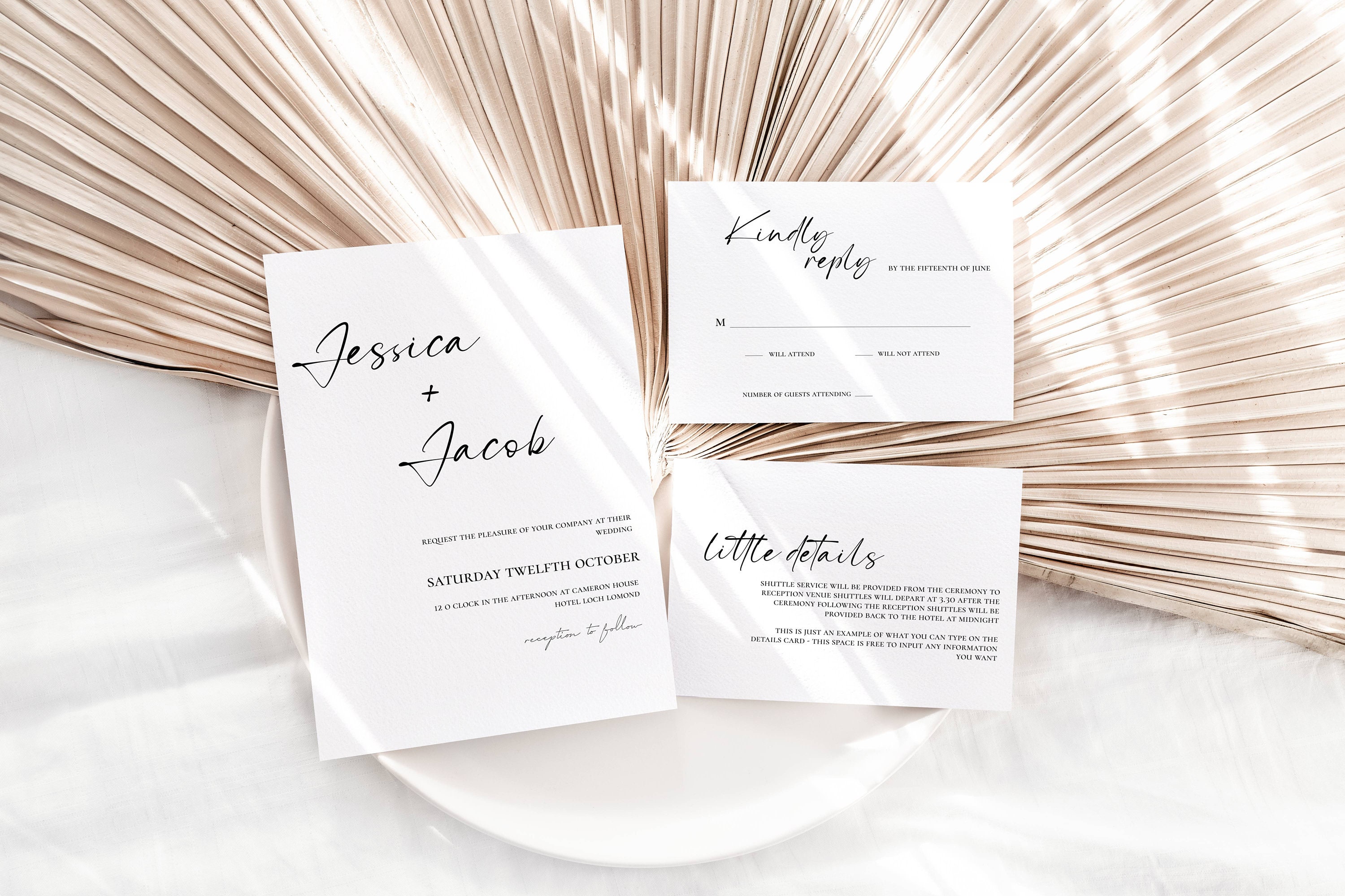 Simple Wedding Invitation Bundle Modern Wedding Invitation - Etsy