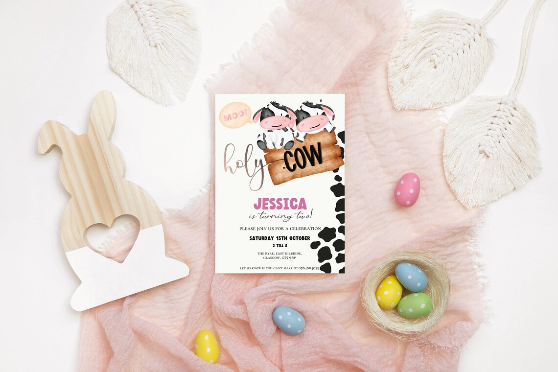Editable Cow Birthday Party Invitation Cow Print Party - Etsy Canada