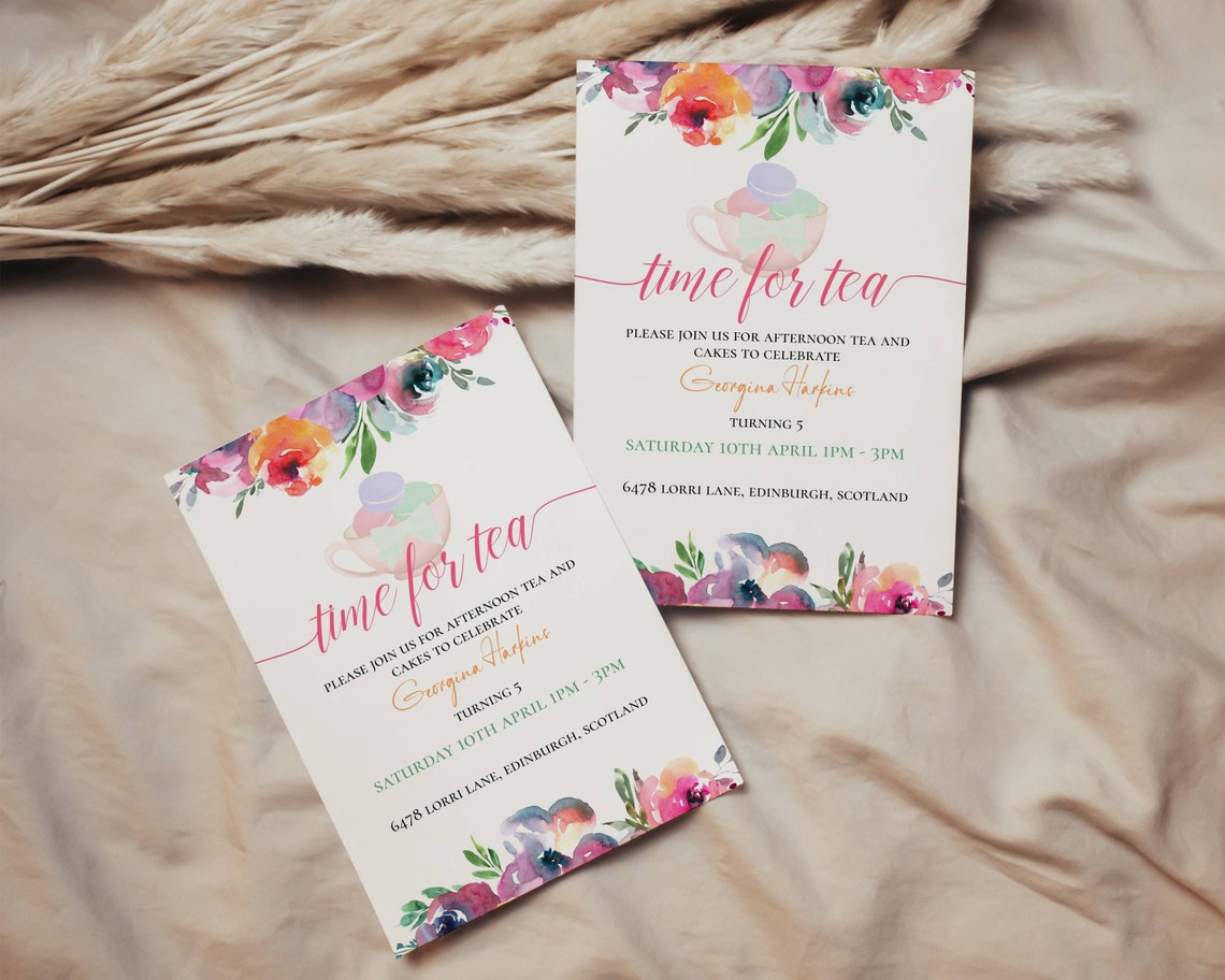 Editable High Tea Party Invitation Template. Afternoon Tea | Etsy UK