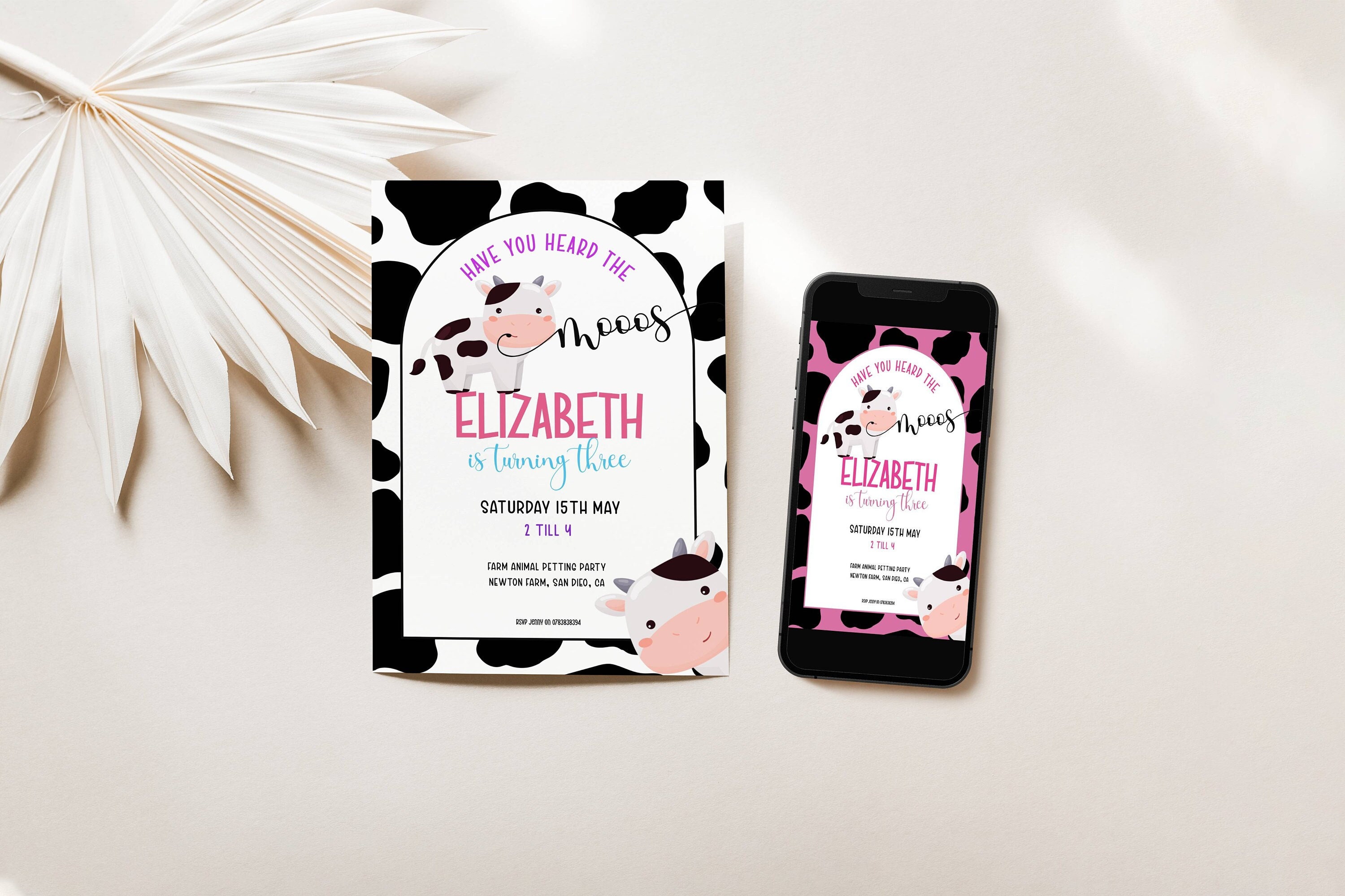 Editable Cow Birthday Party Invitation, Cow Print Party Invite ...