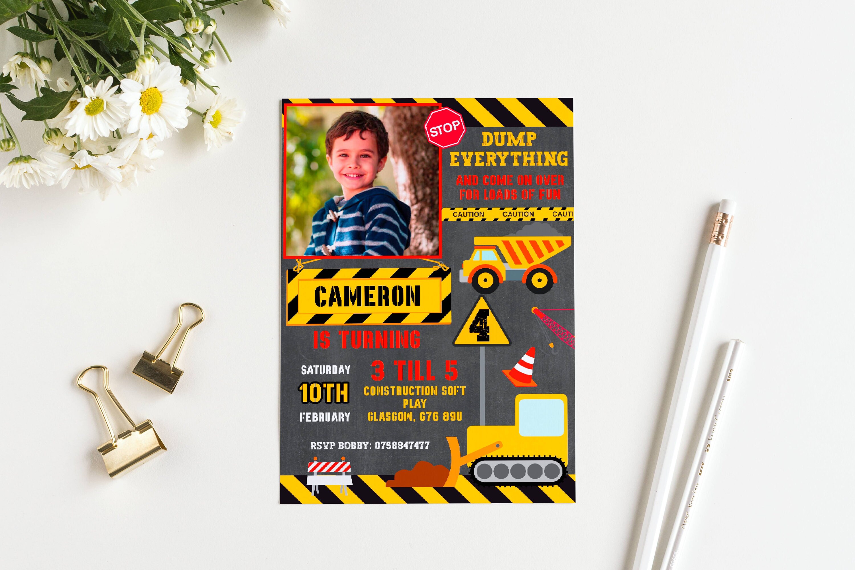 Editable Construction Invitation Dump Truck Invitation for - Etsy
