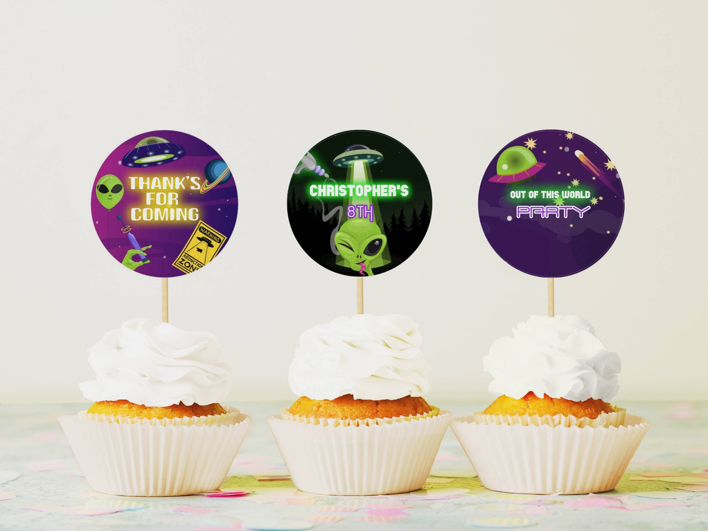 Cake Topper Template for Birthday Party, Alien Cake Toppers, Printable ...