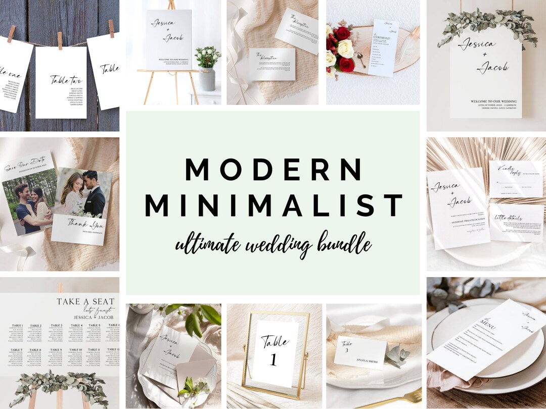 Simple Wedding Invitation Bundle Modern Wedding Invitation Suite ...