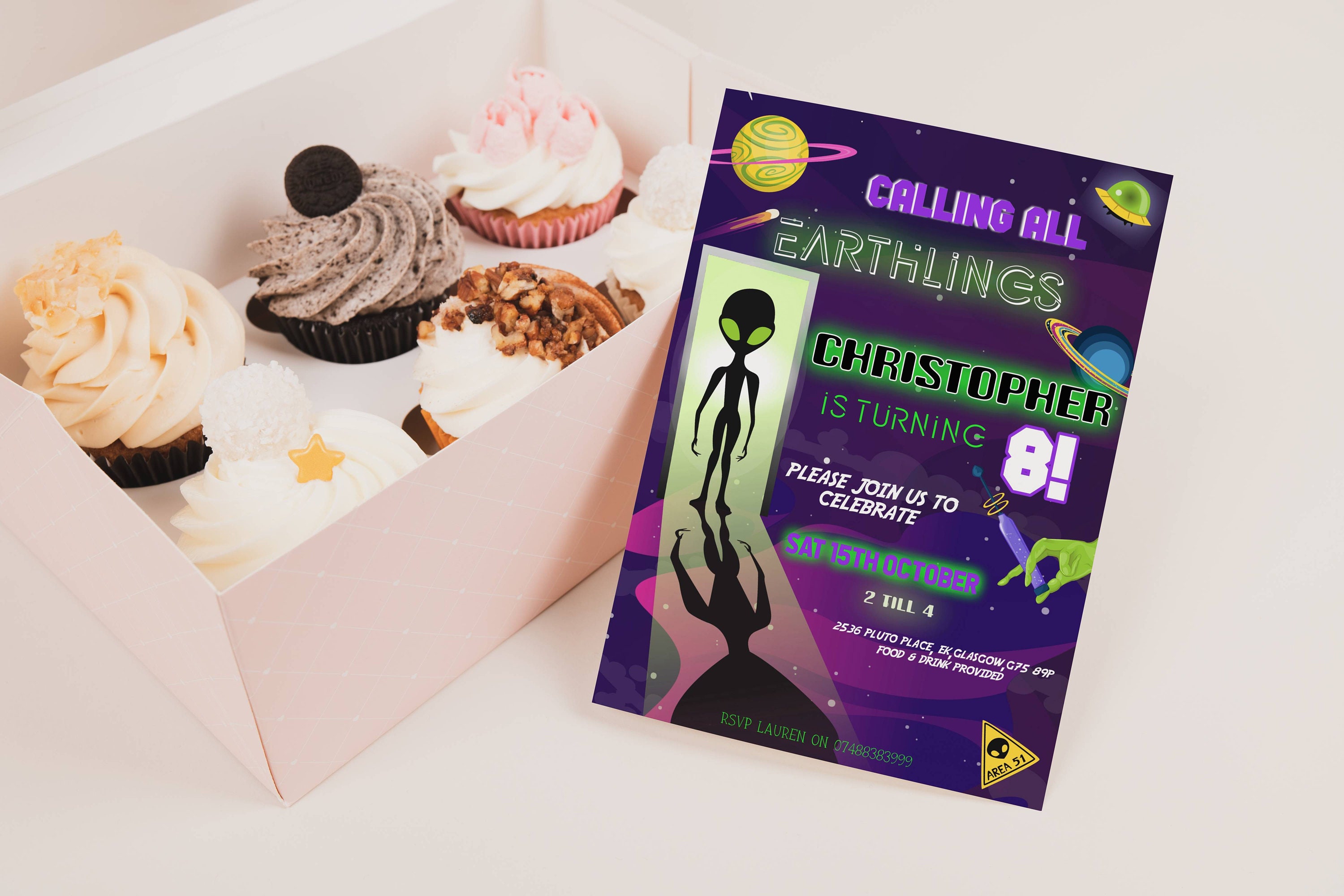 Editable Alien Birthday Invitation. Space Invasion Invitation for Party ...