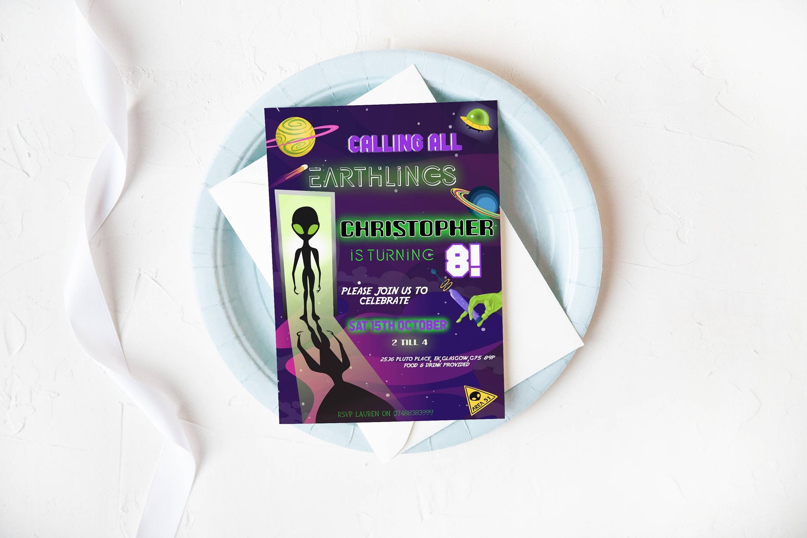 Editable Alien Birthday Invitation. Space Invasion Invitation for Party ...