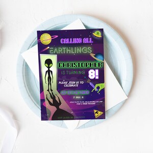 Editable Alien Birthday Invitation. Space Invasion Invitation for Party ...