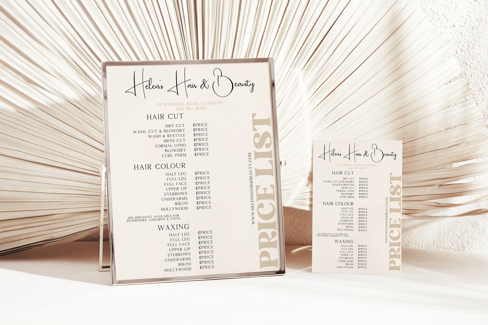 Salon Price List Template Editable Small Business Price List Editable ...