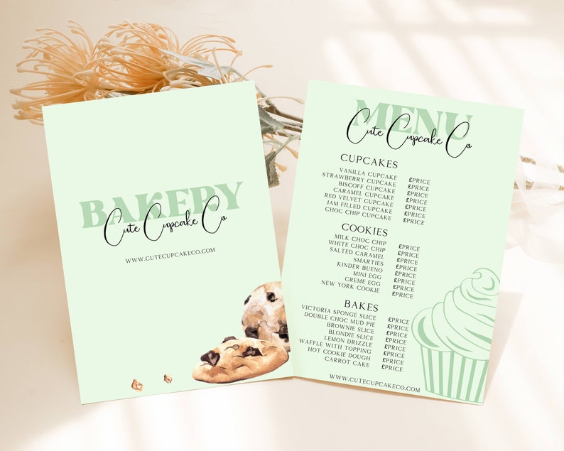 Cupcake Price List Template Cupcake Bakery Price List - Etsy