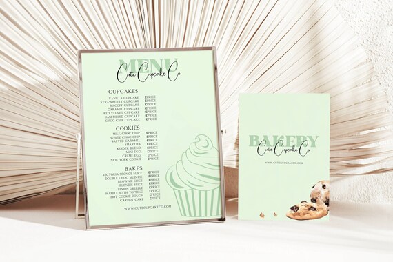 Cupcake Price List Template Cupcake Bakery Price List | Etsy