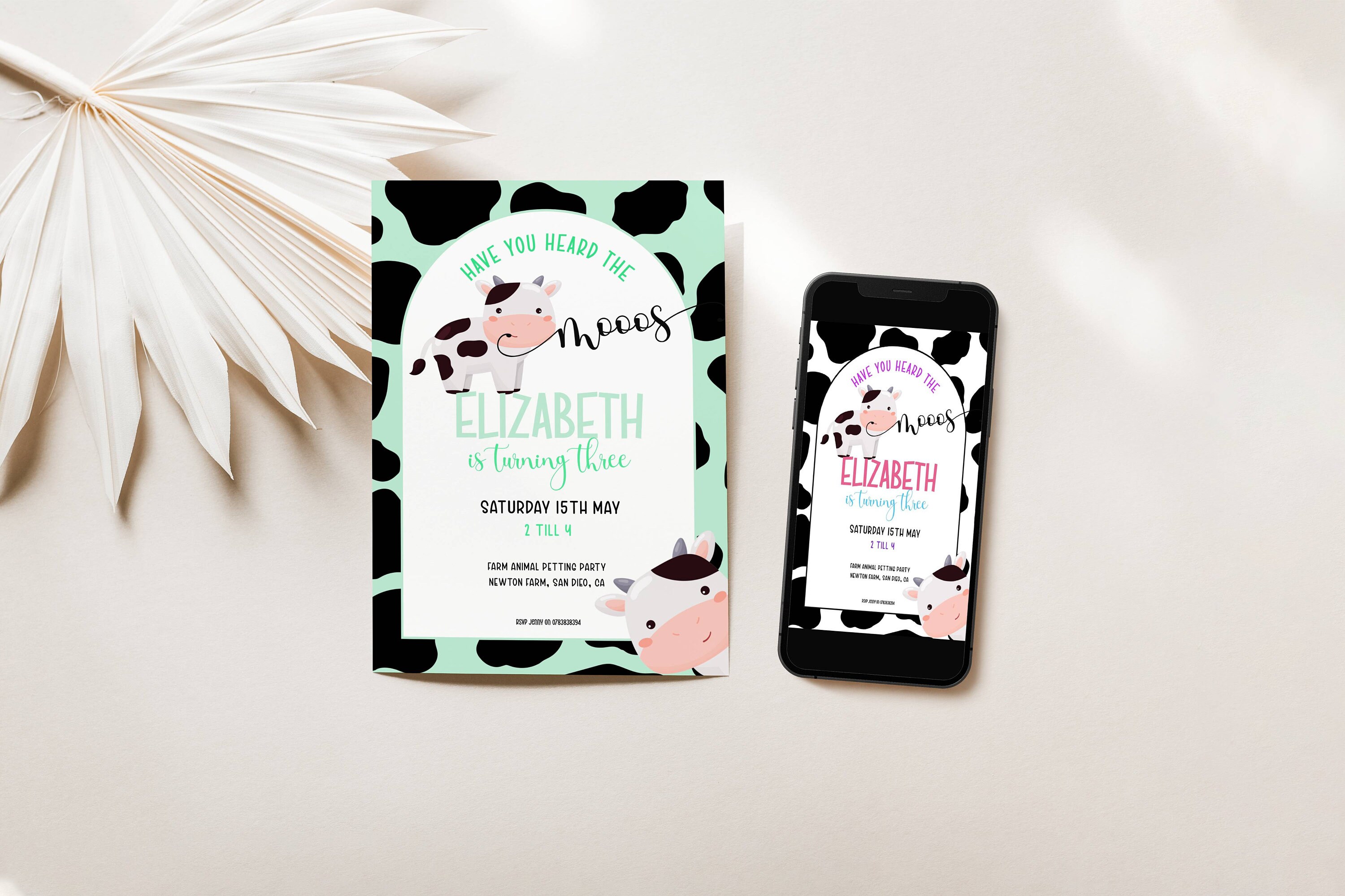 Editable Cow Birthday Party Invitation, Cow Print Party Invite ...