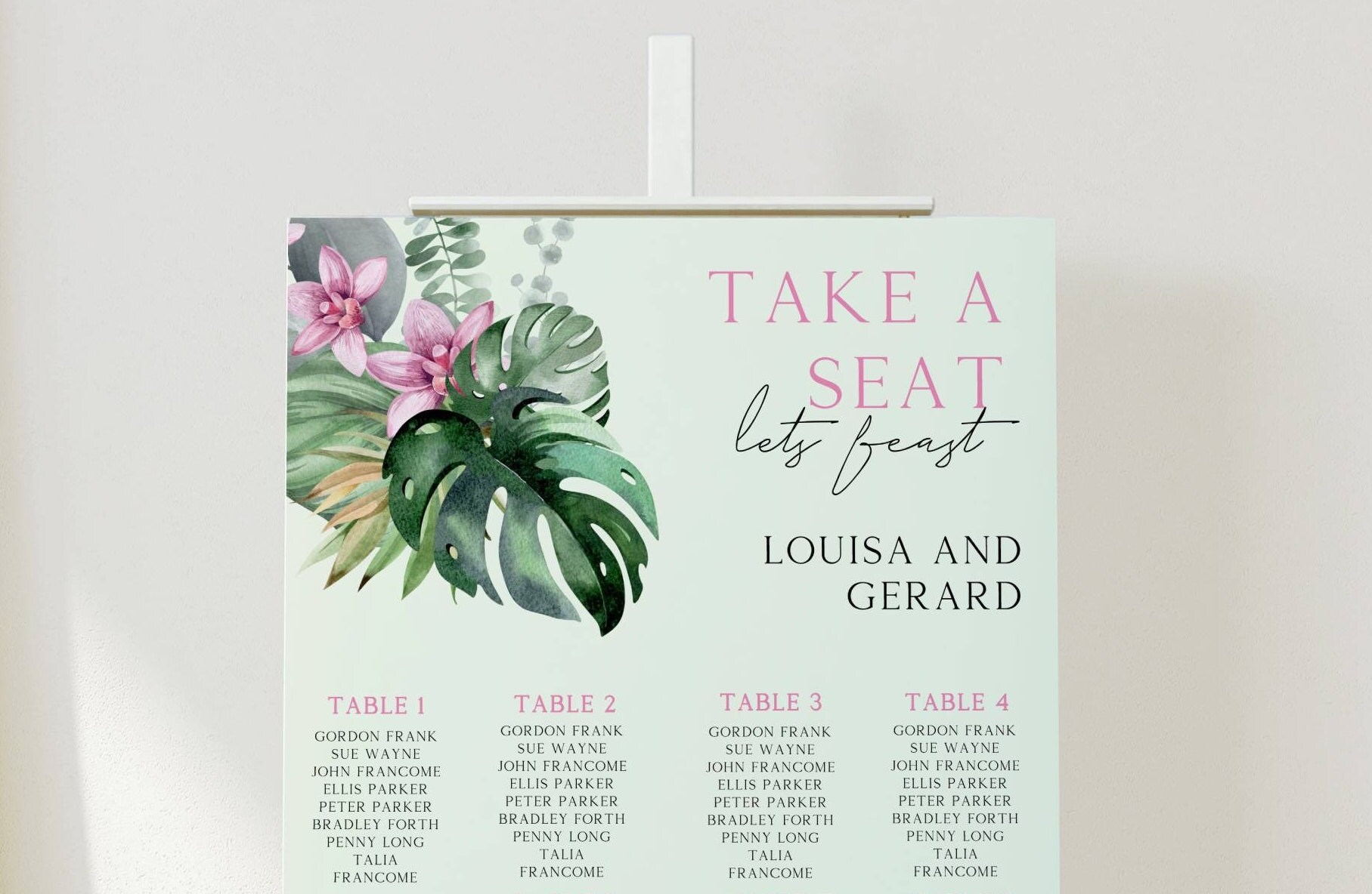 Editable Tropical Wedding Seating Chart, Boho Wedding Sign Digital ...
