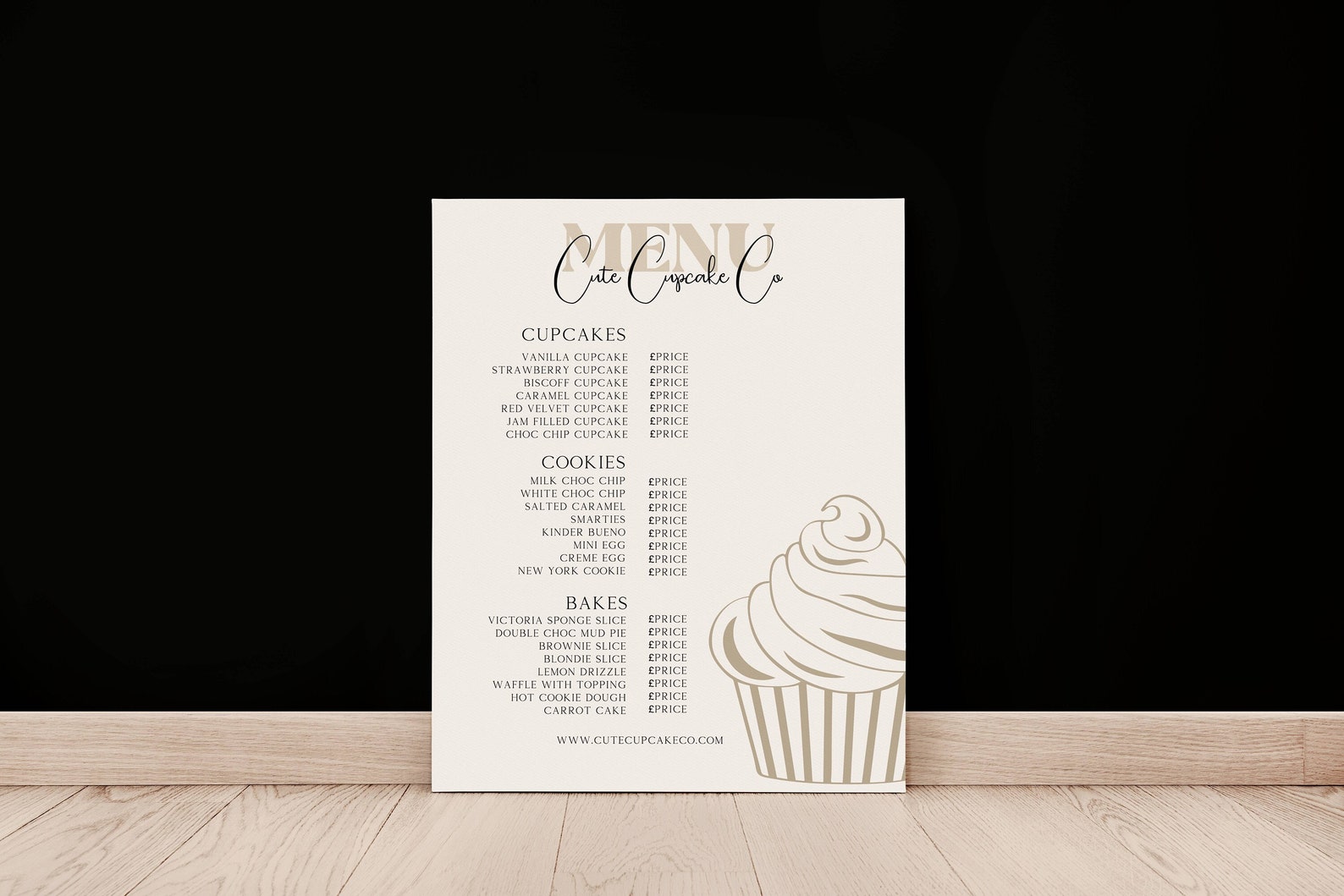 Cupcake Business Price List Template Bakery Price List Editable Price ...