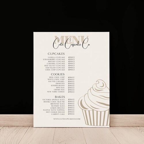 Bakery Price List Editable Menu Template Business Pricing - Etsy