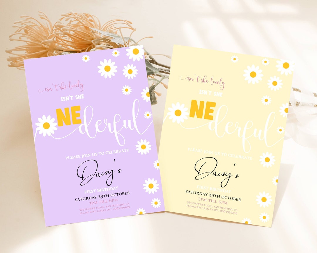 Daisy Birthday Invitation Template Daisy First Birthday Invitation for ...