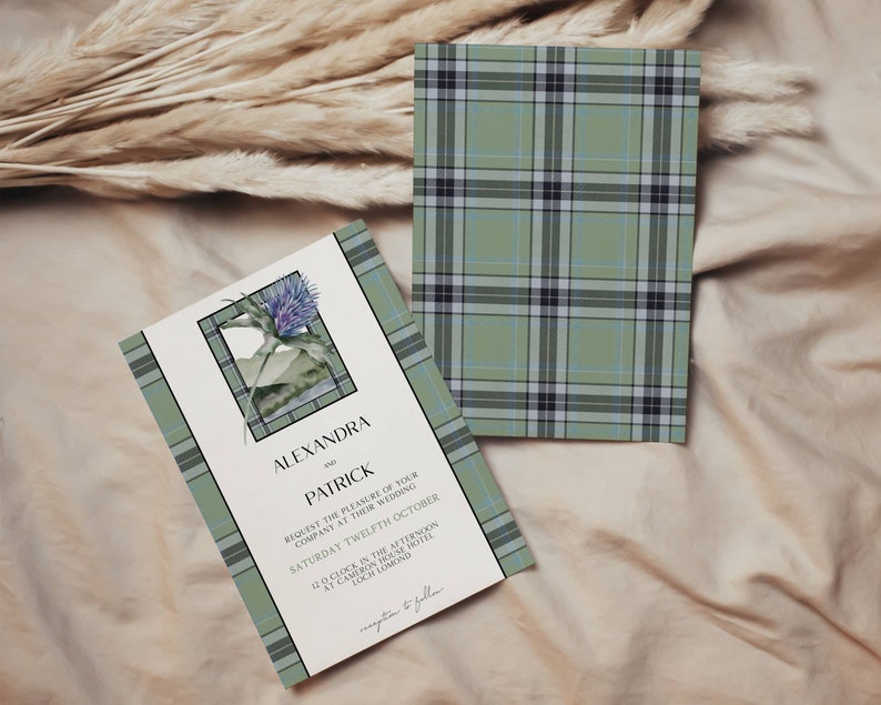 Scottish Wedding Invitation Set Template, Tartan Wedding Invitation ...