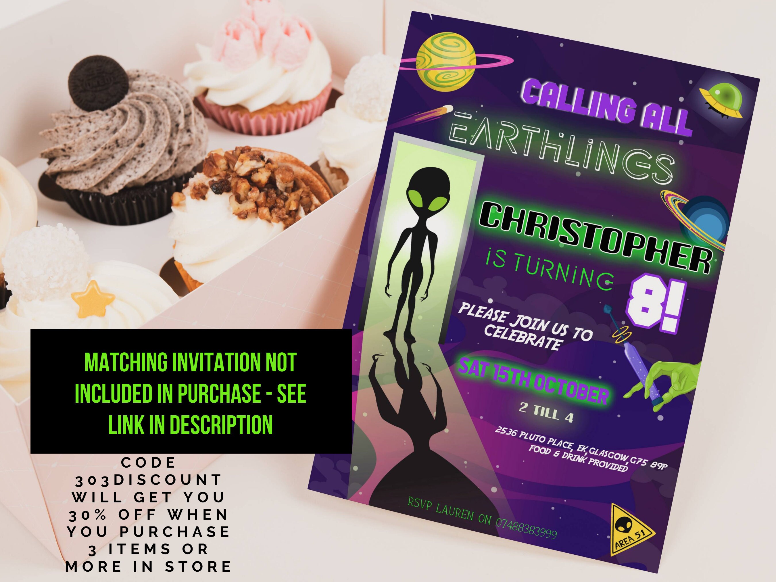 Editable Birthday Banner Alien Custom Banner Space Alien Banner for ...