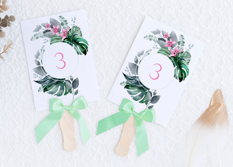 Wedding Table Numbers Tropical Printable Table Cards DIY - Etsy