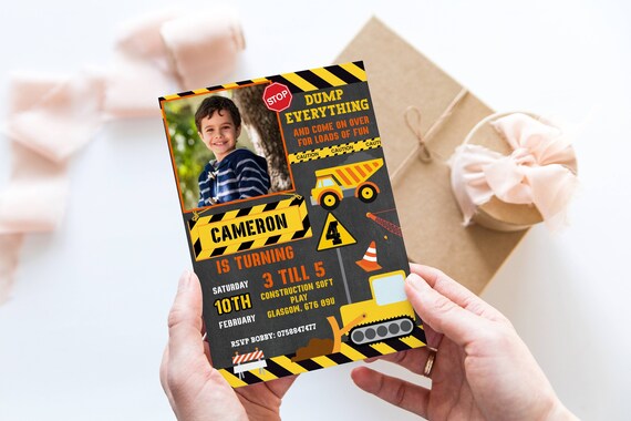 Editable Construction Invitation. Dump Truck Invitation for | Etsy