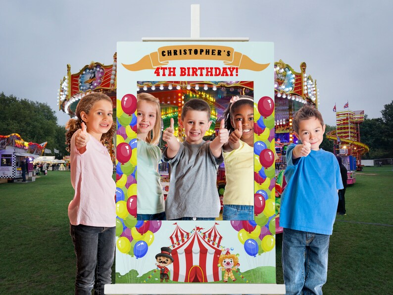 Circus Photo Booth Frame Template for Circus Party. Carnival Selfie ...