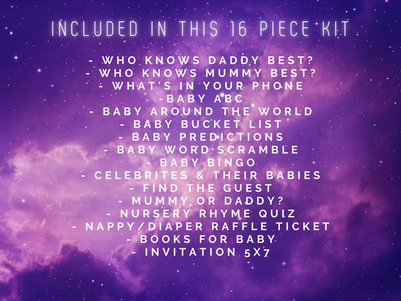 Baby Shower Games Bundle Printable Baby Shower Games Space Games for ...
