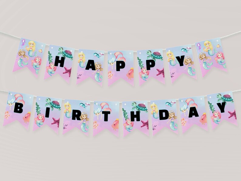 Editable Birthday Banner Mermaid Custom Banner Magical - Etsy
