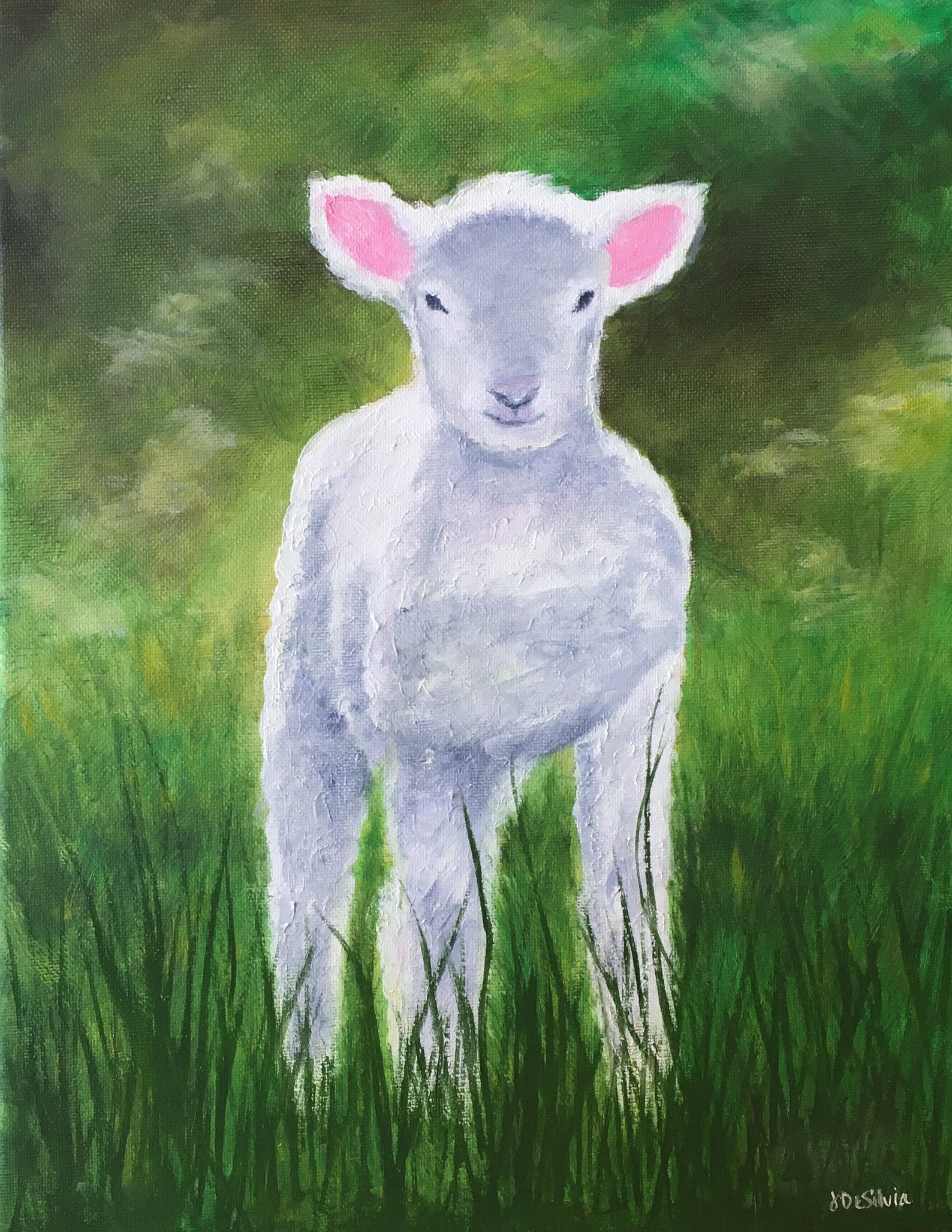 11x14 Unframed Lamb Print of Original Oil Painting watching the ...
