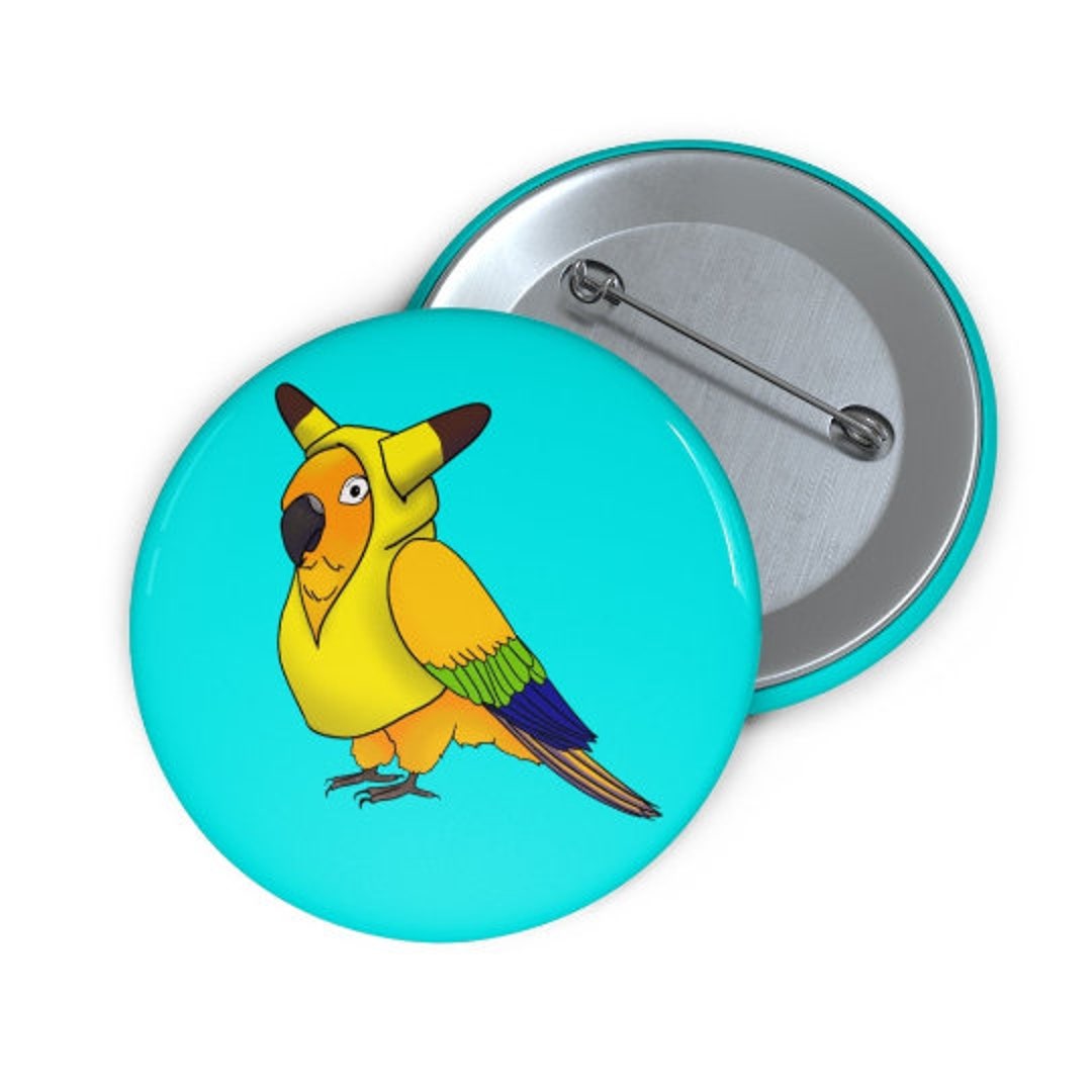 Pikachu Parrot Button, Conure Button, Cute Parrot Button, Cute Conure ...