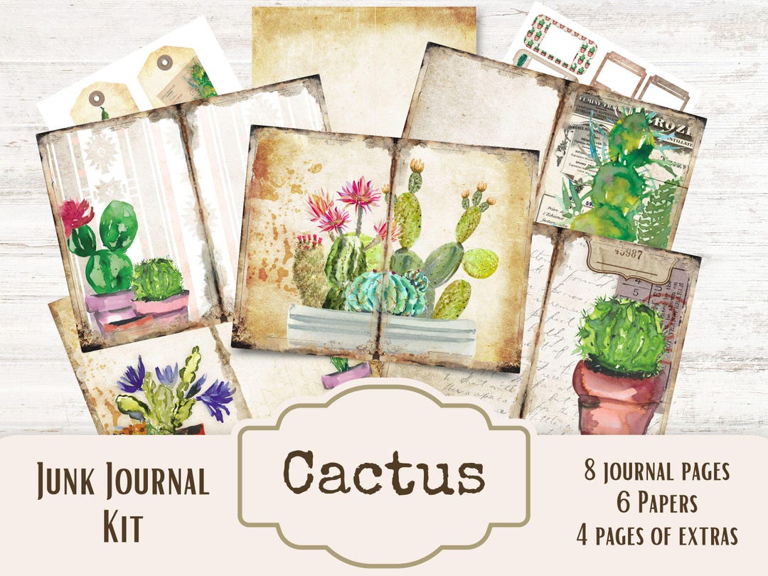 Printable Cactus Junk Journal Kit, Cactus Folio Kit With Ephemera ...