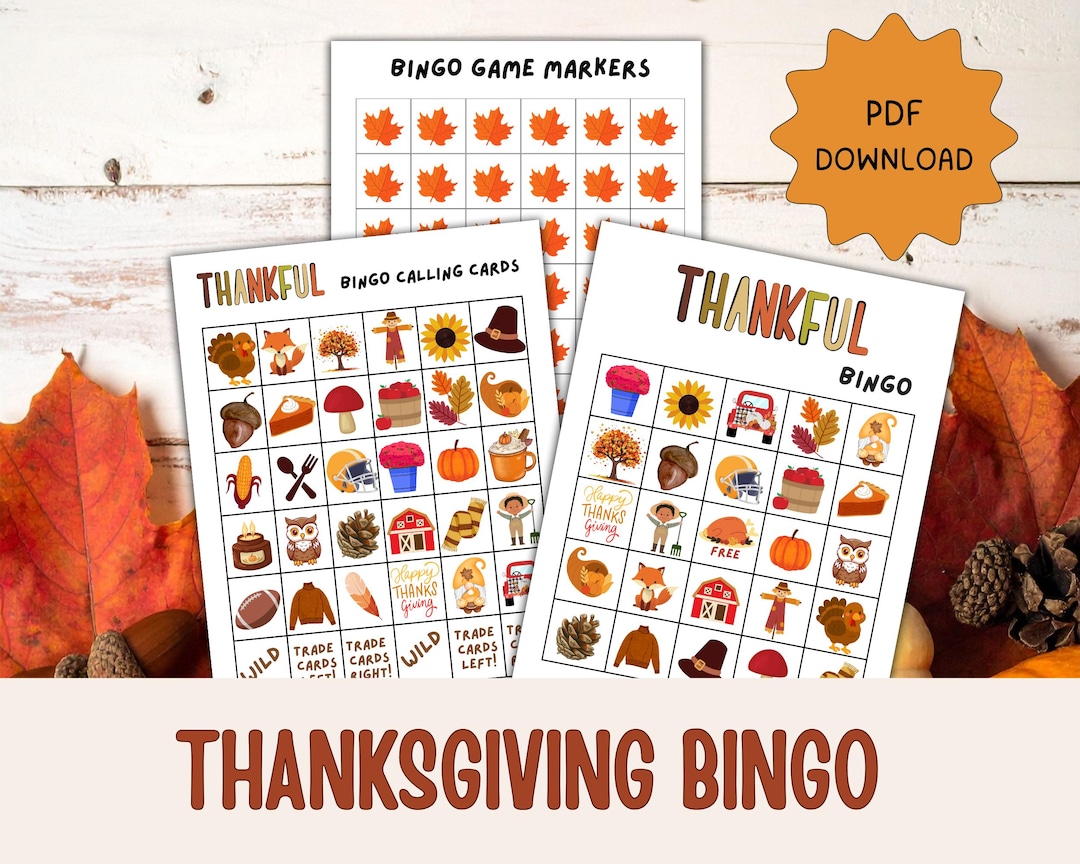 Printable Thanksgiving Bingo, Thankful Party Game, Classroom Activity ...