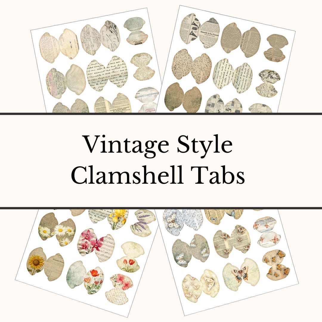 Printable Vintage Floral Butterfly Paper Tabs: Junk Journal Ephemera ...