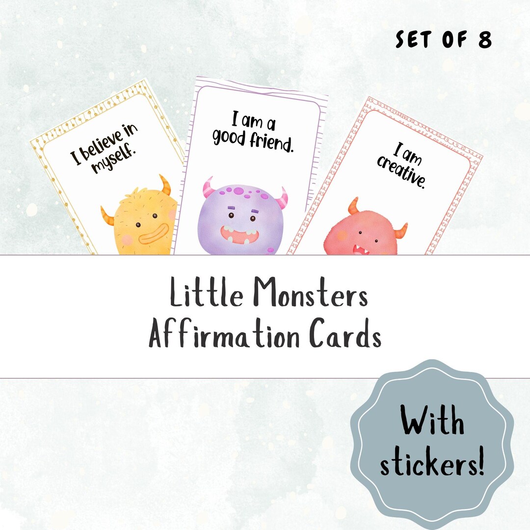Monster Affirmation Cards for Kids: Printable Mindfulness Stickers ...
