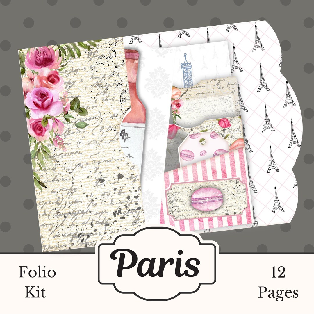 Paris Folio Kit, Printable Pink French Scrapbook, Parisian Junk Journal ...