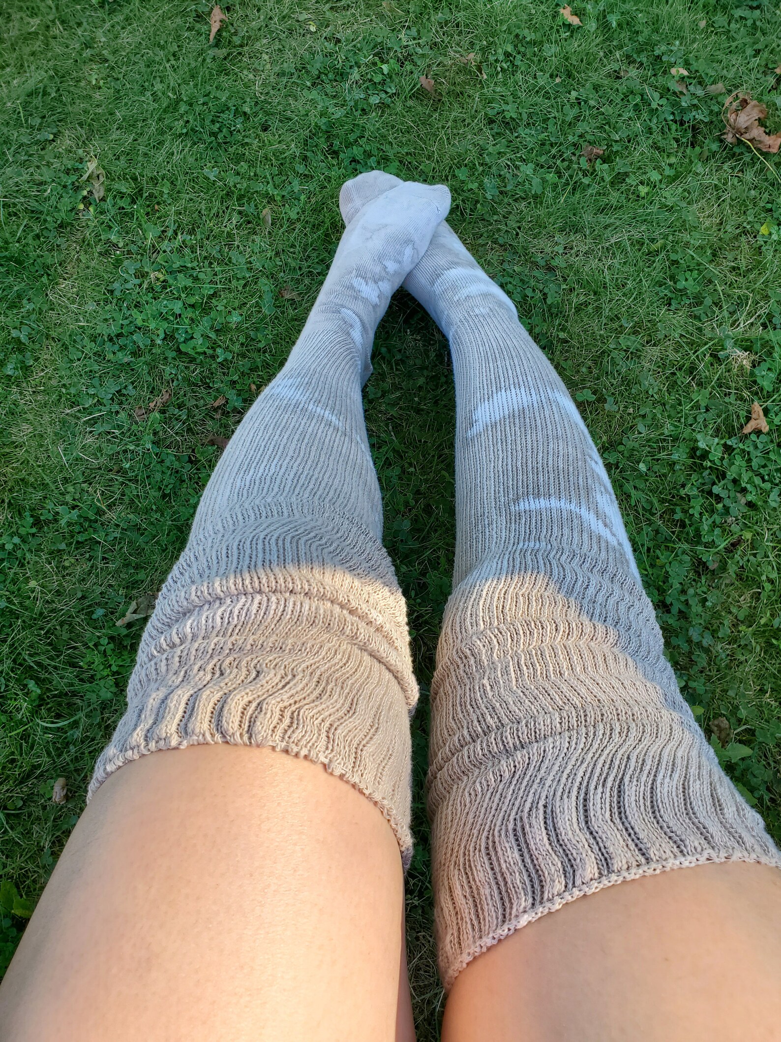 Naturally Dyed Thigh Highs Beige Skies Etsy