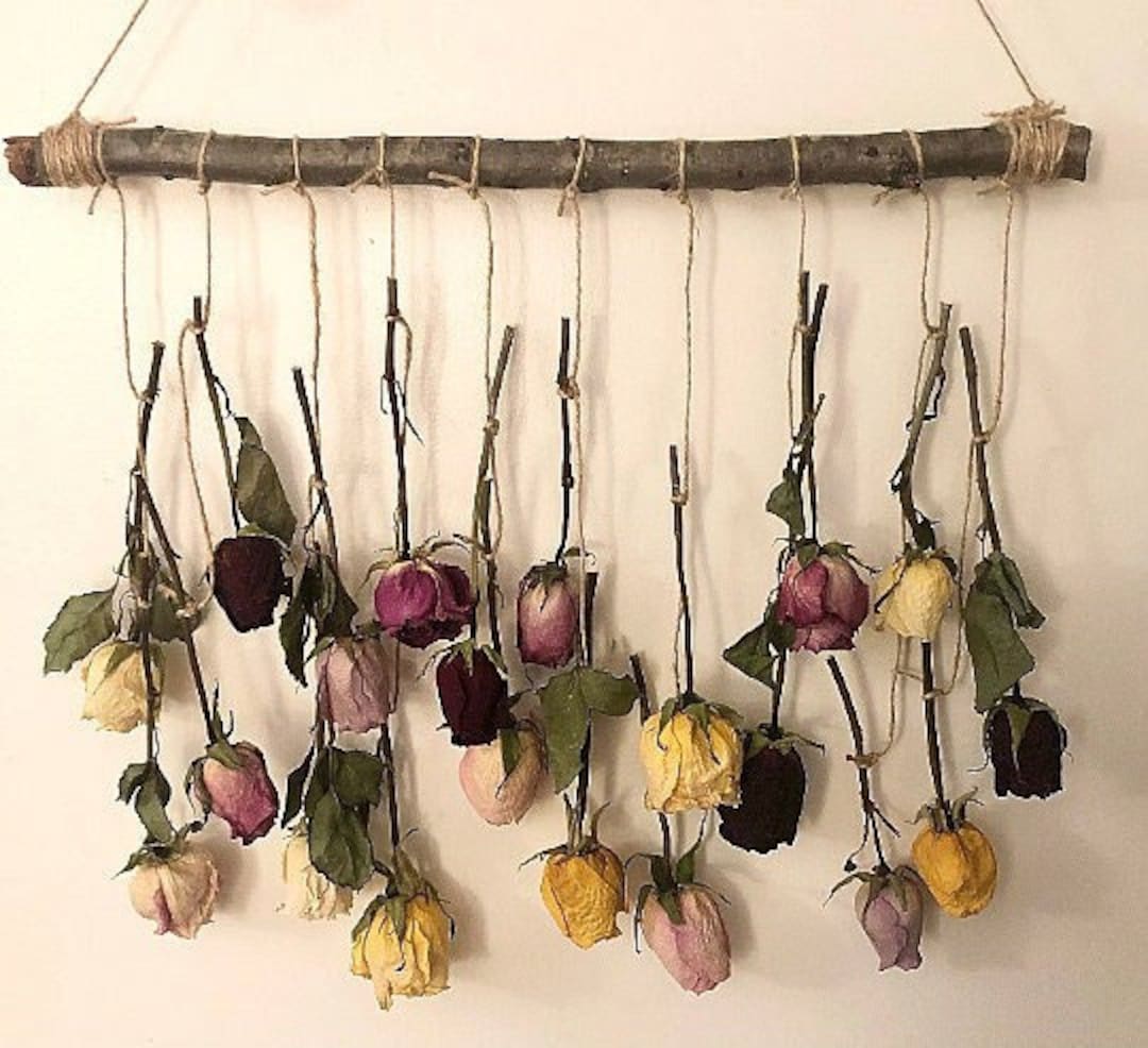 Dried Roses Wall Decor Rustic Hanging Flowers - Etsy