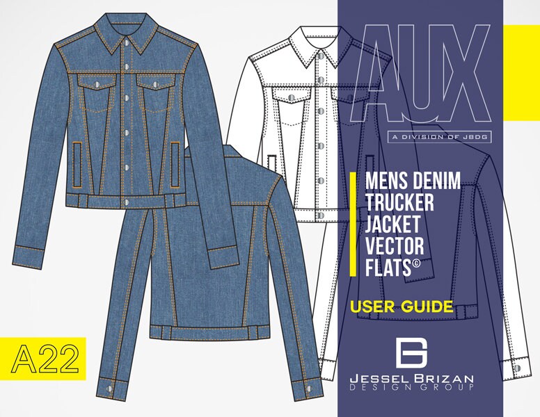 Mens Denim Trucker Jacket Vector Flats © - Etsy