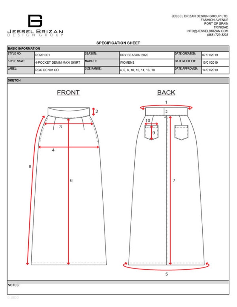 Basic Spec Sheet Template for Excel © | Etsy
