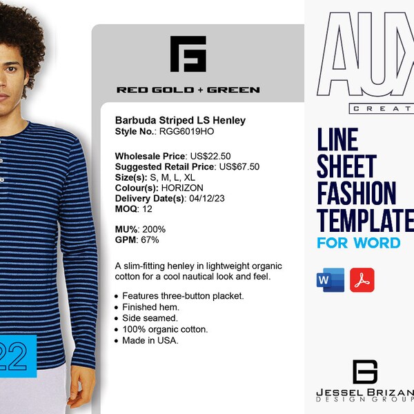 Fashion Line Sheet Template - Etsy