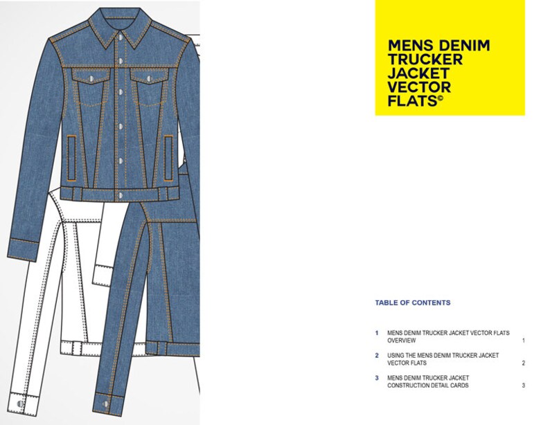 Mens Denim Trucker Jacket Vector Flats © - Etsy