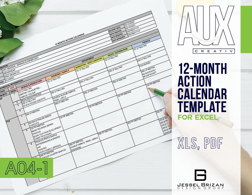 12-month Action Calendar Template for Excel © - Etsy