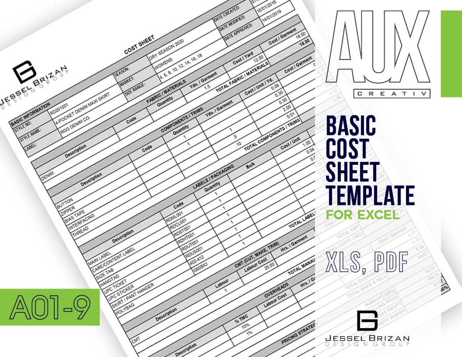 Basic Cost Sheet Template for Excel © - Etsy