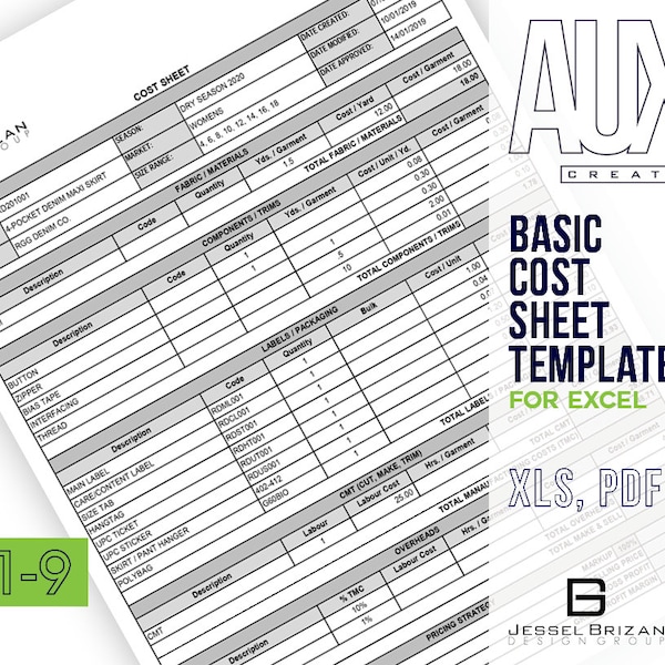 Costing Sheet Excel Template - Etsy Hong Kong