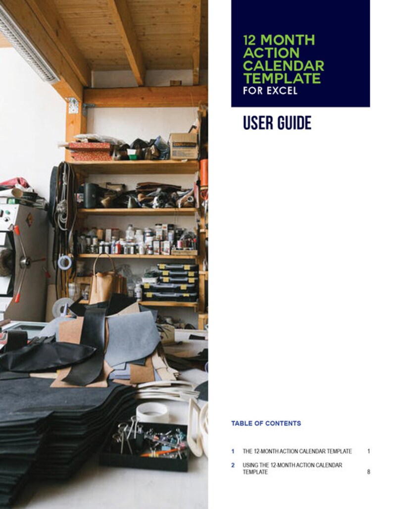 12-month Action Calendar Template for Excel © - Etsy