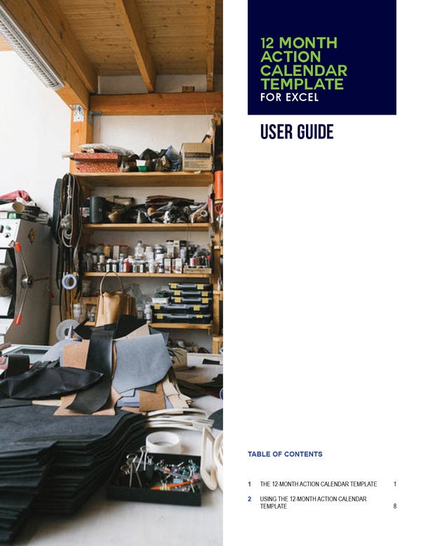 12-month Action Calendar Template for Excel © - Etsy