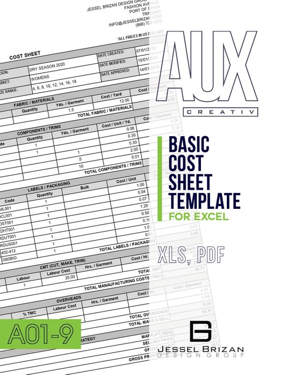 Basic Cost Sheet Template for Excel © | Etsy