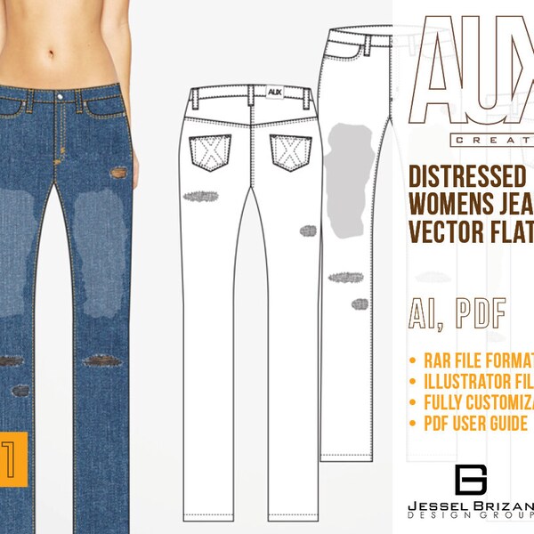 Distressed Jeans Vector - Etsy