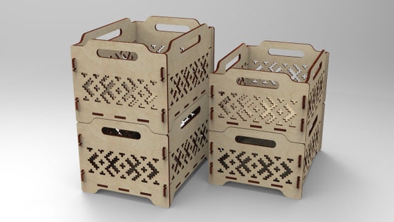 Stackable Storage Boxes Svg 2 Sizes 3mm 4mm 6mm Basket | Etsy
