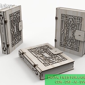 Wooden Book Box, Jewelry Box Wood, Laser Cut Files, Gift Box, Digital ...