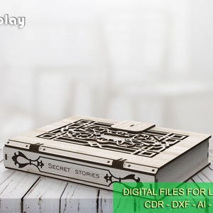 Wooden Book Box, Jewelry Box Wood, Laser Cut Files, Gift Box, Digital ...
